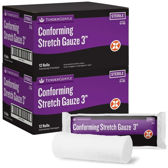 Conforming Stretch Gauze Rolls 3 Inch - 2 Pack of 24 White Sterile ...