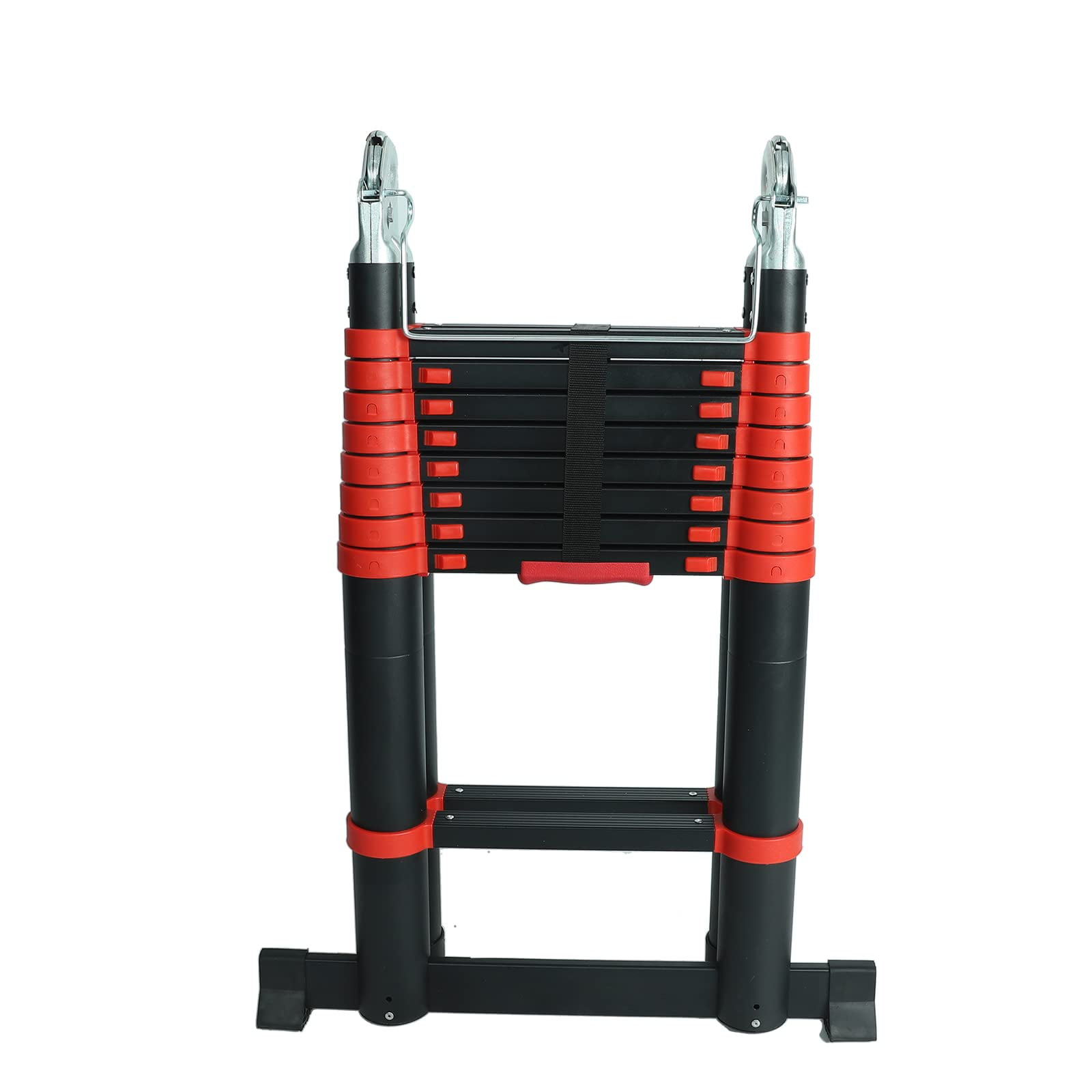 Confote 18.4FT Aluminum Telescoping Extension Ladder, Red Alloy A-Frame ...