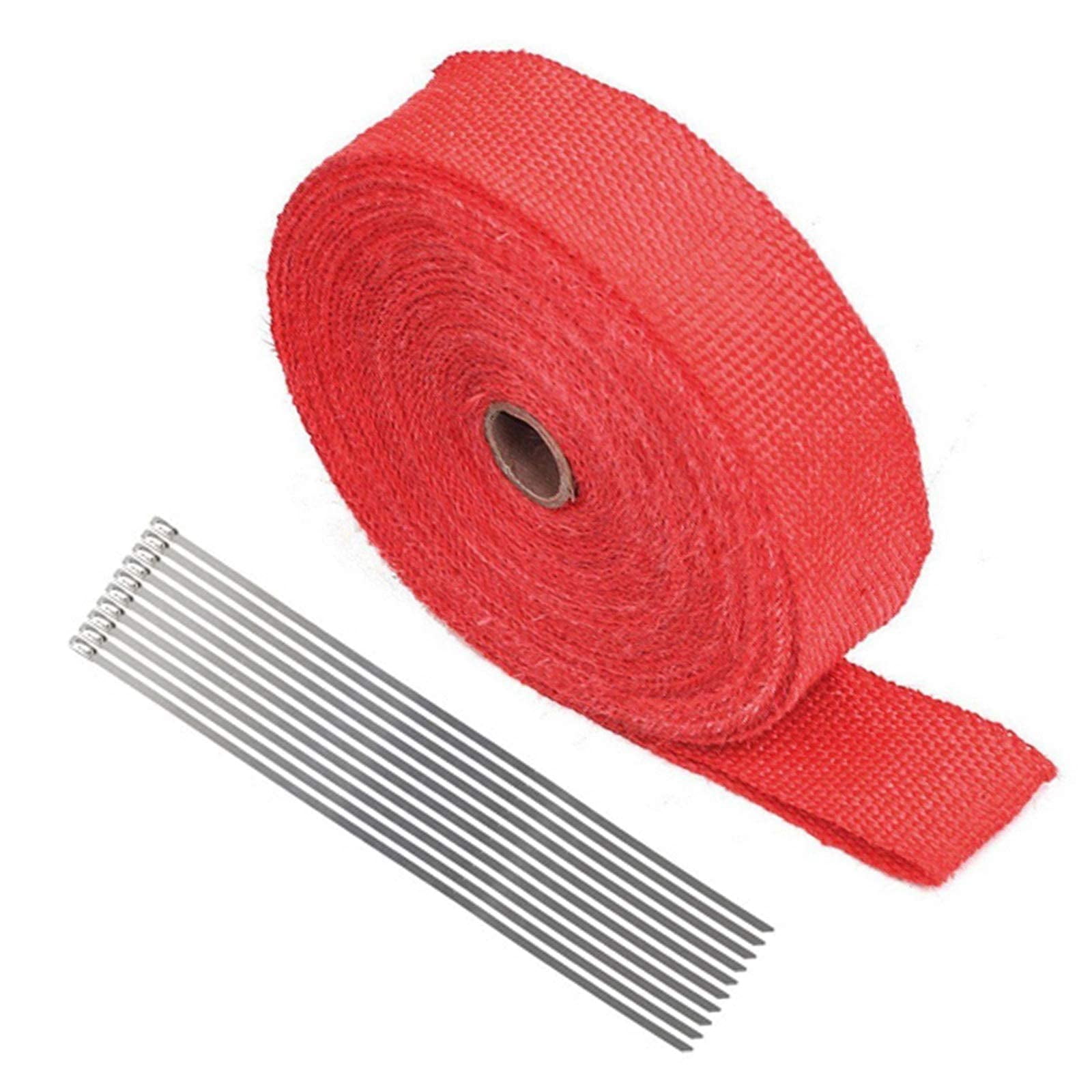 Confote 2" x 50Ft Red Roll Fiberglass Exhaust Header Pipe Heat Wrap ...