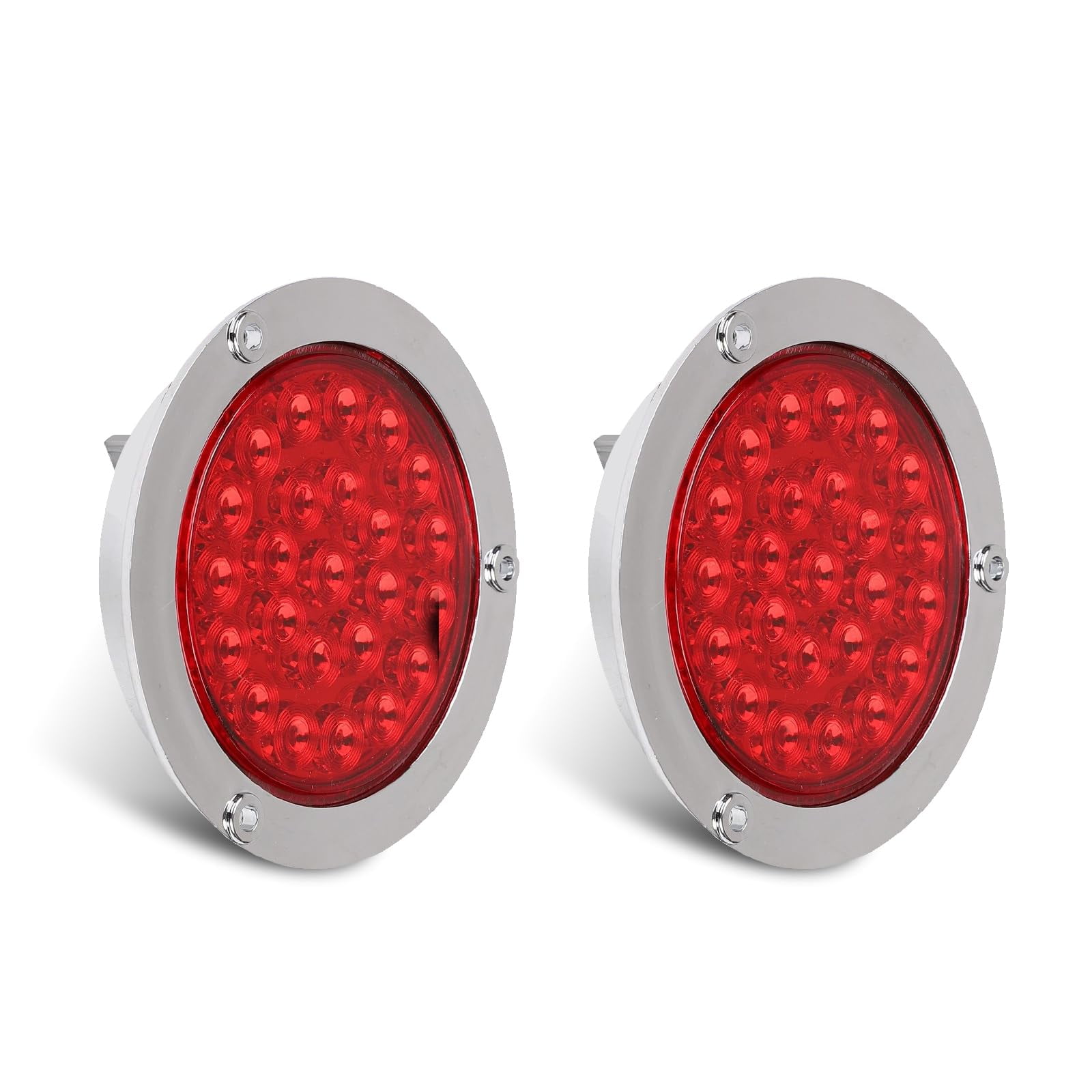 Confote 2pcs 4" Round Red 24 Led Trailer Tail Lights Brake Stop Turn ...