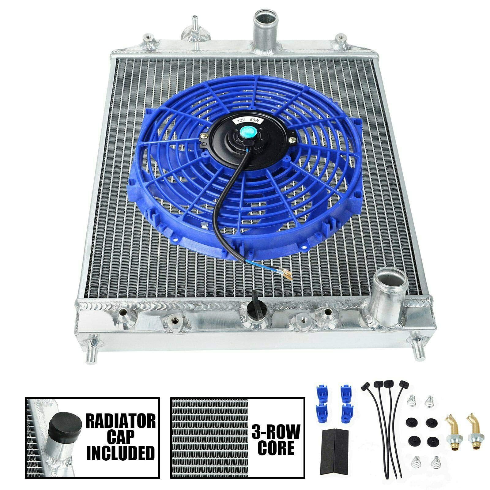 Confote 3-Row Cooling Radiator +12" Blue Slim Push Pull Fan Kit for ...