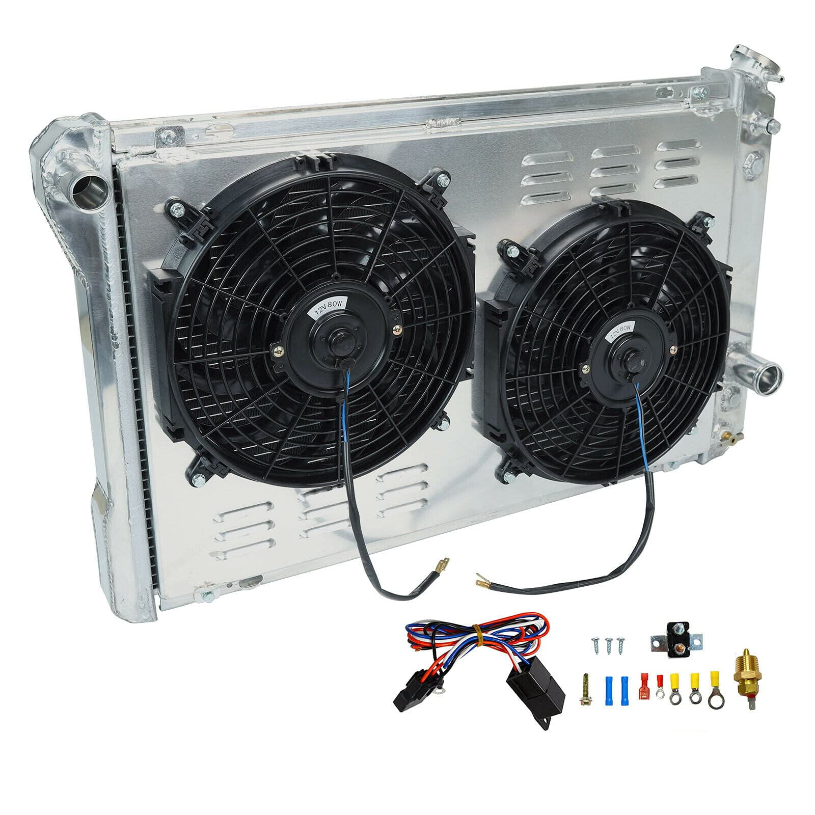 Confote 3 Row Full Aluminum Cooling Radiator +12" blades Shroud Fan For ...
