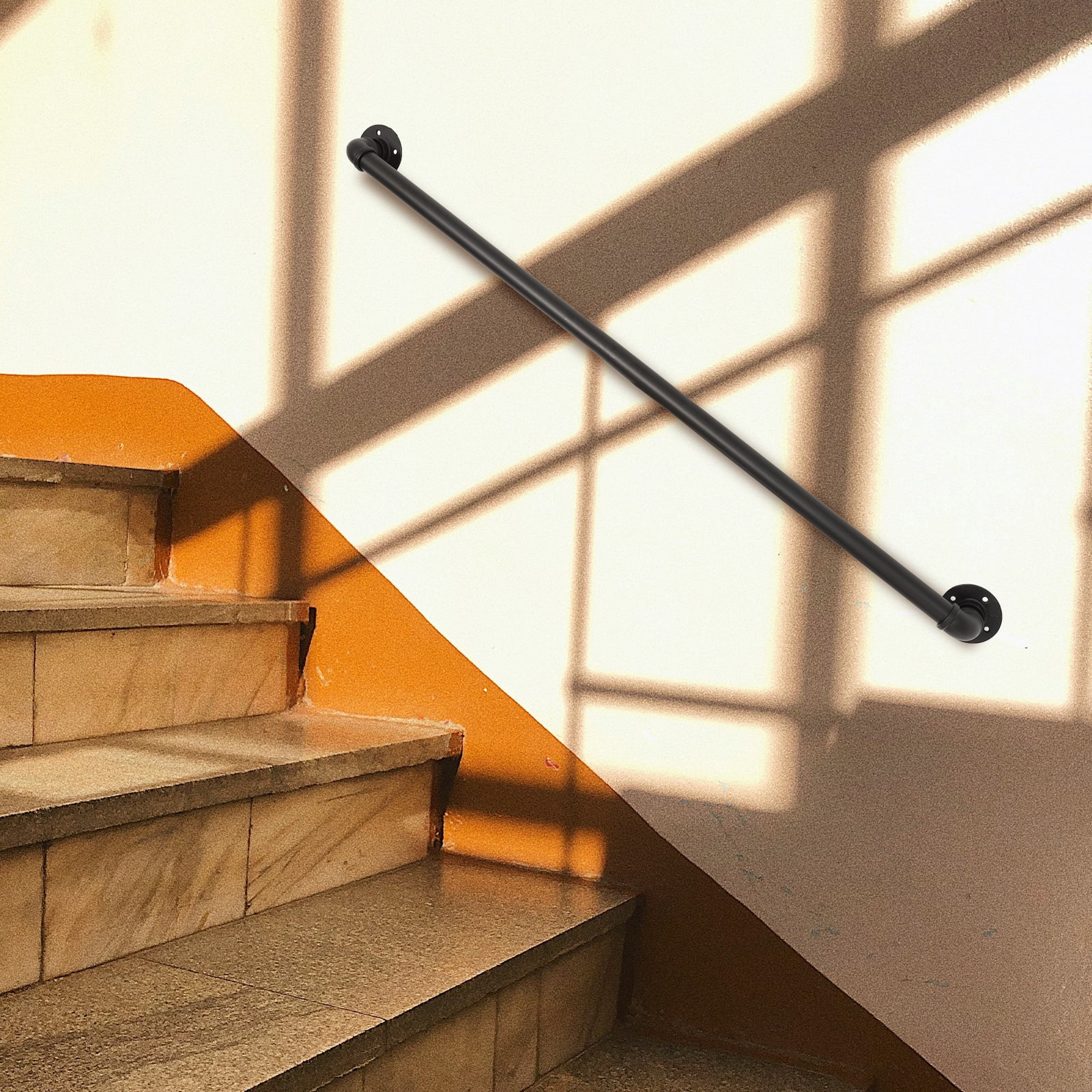 Confote 4 FT Pipe Stair Handrail, Wall Mount Staircase Handrail,Iron ...