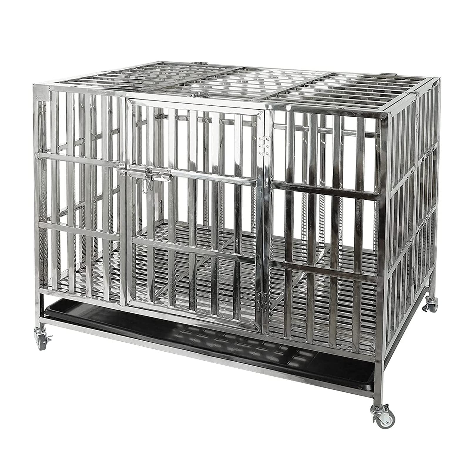 "Confote 42"" Stainless Steel Dog Cage, Indoor & Outdoor Crate with ...