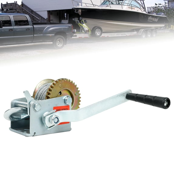 Confote 600lbs Capacity Manual Hand Crank Winch with 26FT Steel Cable ...