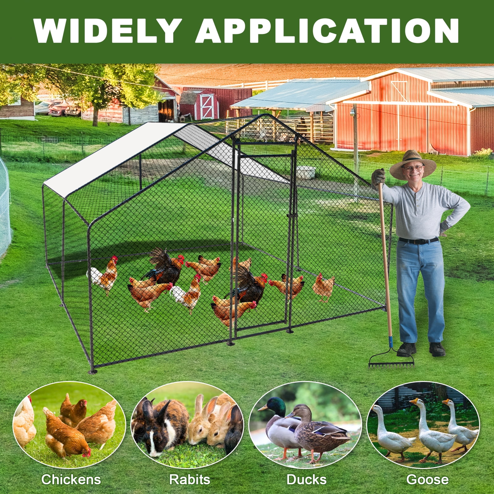 Confote Heavy Duty Metal Chicken Coop, Waterproof, Anti-UV, 13'W x 9.8 ...