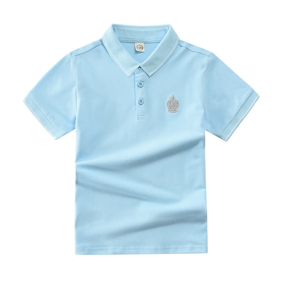 Confree Boys Shirt Solid Color Short Sleeve Notch Neck Tees Fashion ...