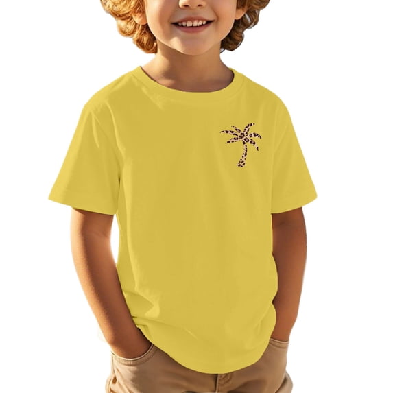Confree Child Boys T-Shirt Coconut Tree Print Short Sleeved Crew Neck ...
