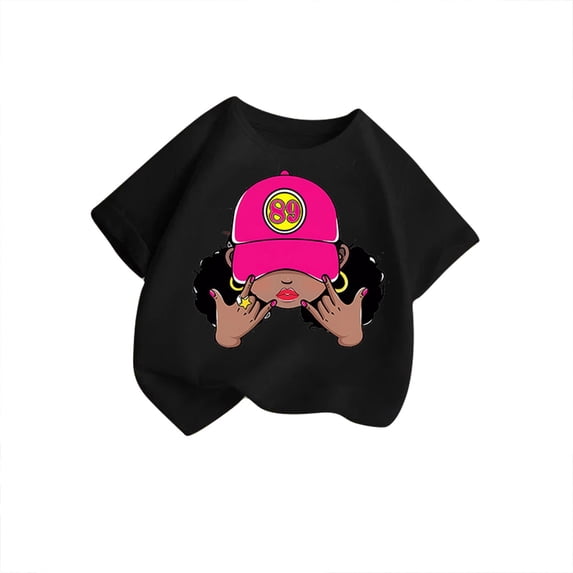 Confree Child Girls Shirt Cute Graphic Print Short Sleeved Crew Neck ...