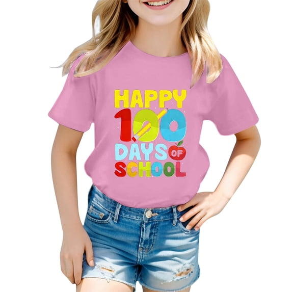Confree Child Girls Shirt Letter Printing Short Sleeved Crew Neck ...