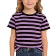 Confree Child Girls Tshirts Striped Print Short Sleeved Round Neck ...