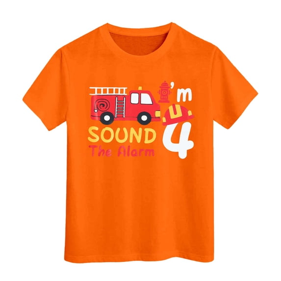 Confree Kids Boys Tshirts Cartoon Car Print Short Sleeved Crew Neck ...