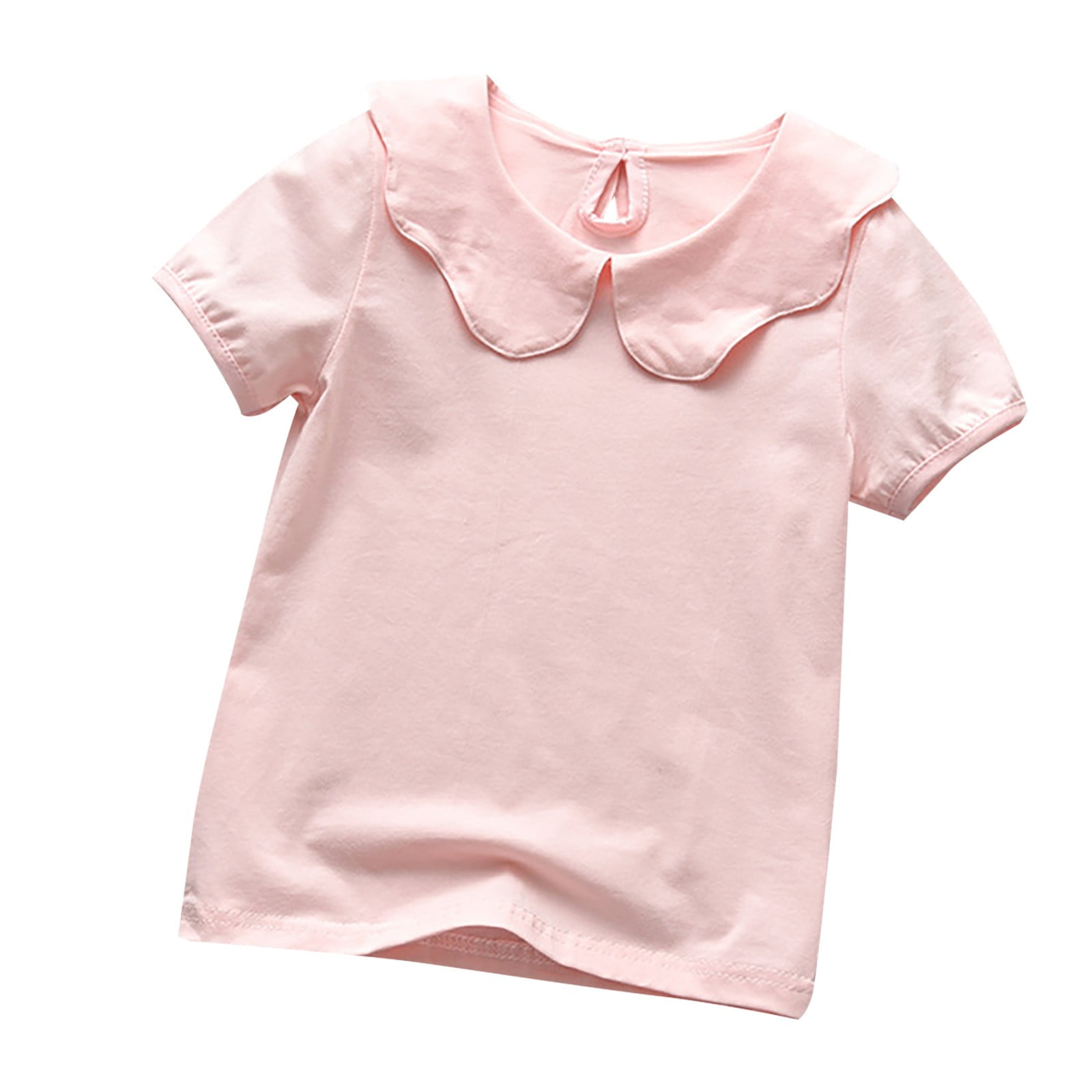 Confree Kids Girls Tshirts Solid Color Short Sleeved Round Neck Summer ...