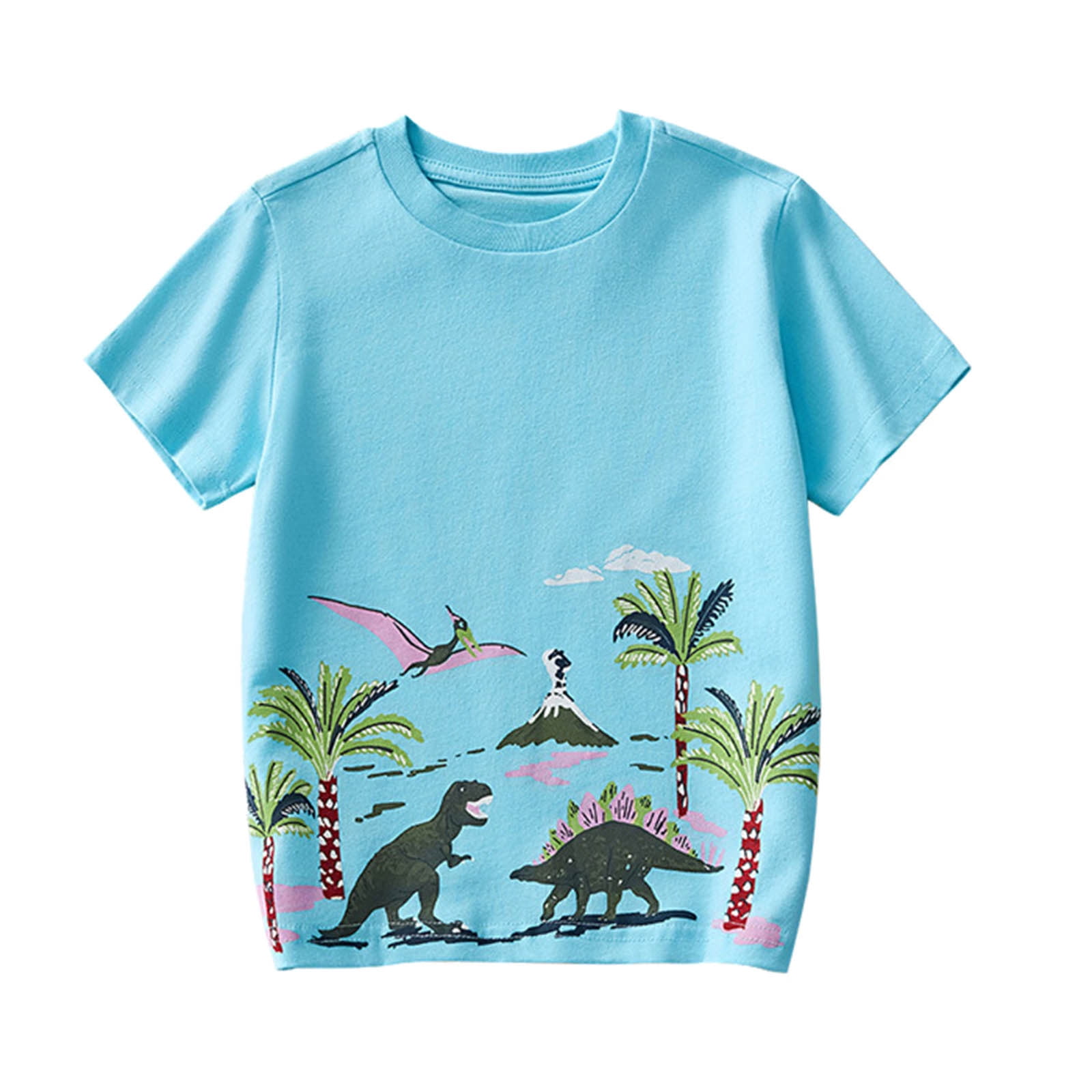 Confree Little Boys Shirts Cute Cartoon Print Short Sleeved Crew Neck ...