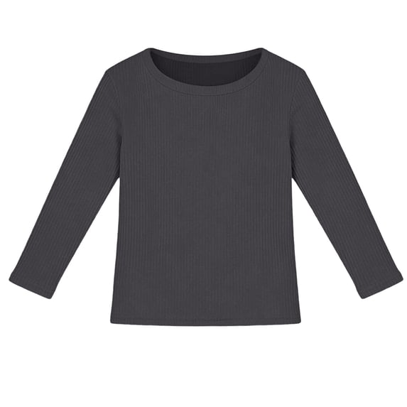 Confree Little Girls Shirt Solid Color Long Sleeved Crew Neck Summer ...