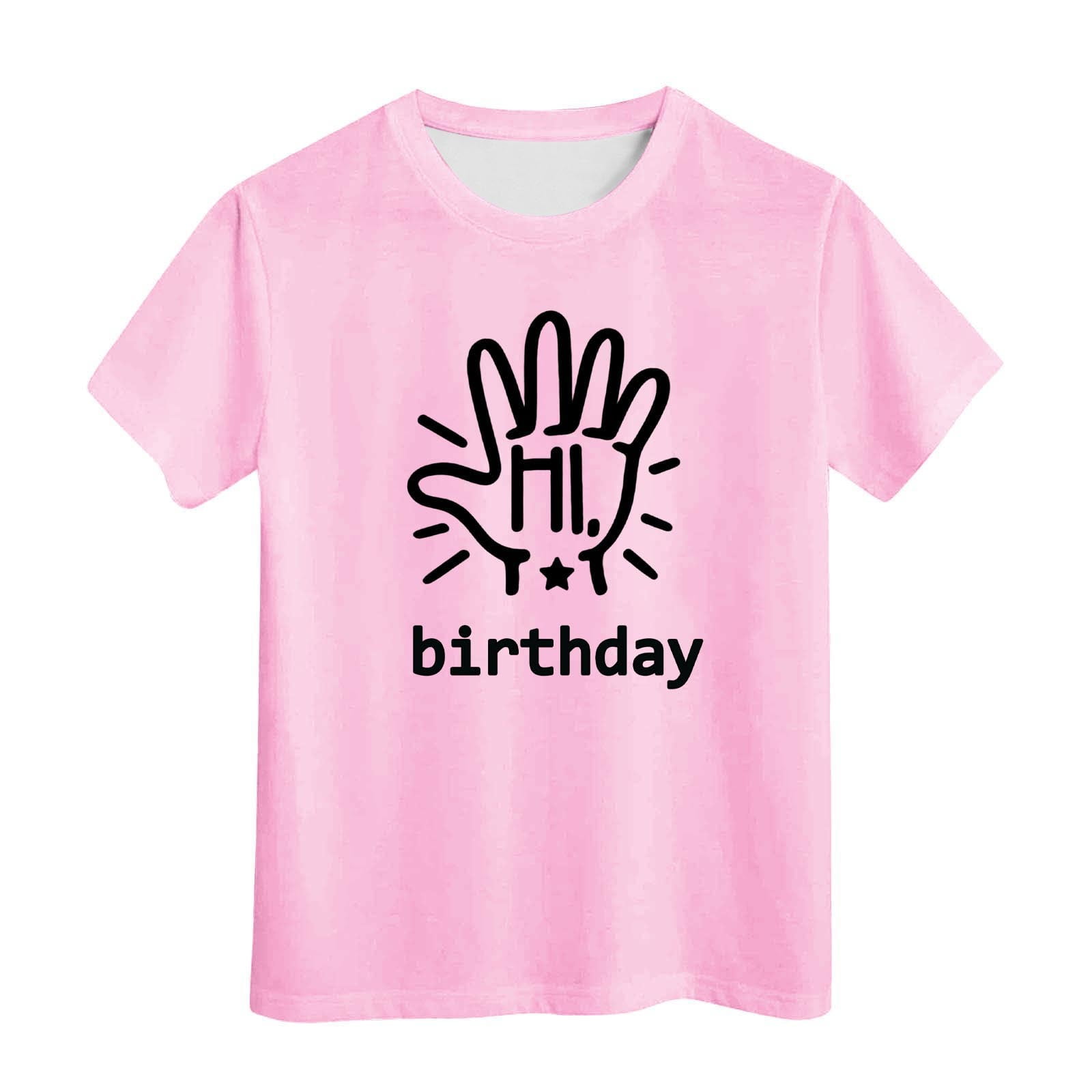 Confree Little Girls Shirts Cartoon Graphic Print Short Sleeved Round ...