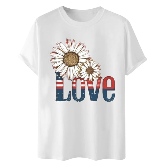 Confree Man Shirts 4Th Of July America Flag Print Short Sleeve Round ...