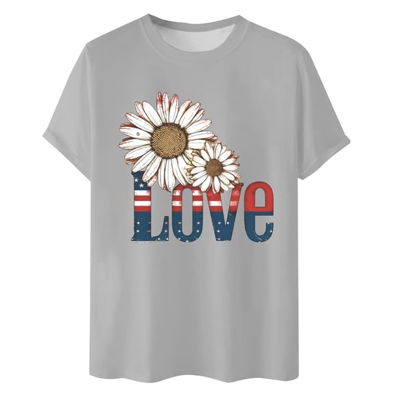 Confree Man Shirts 4Th Of July America Flag Print Short Sleeve Round ...