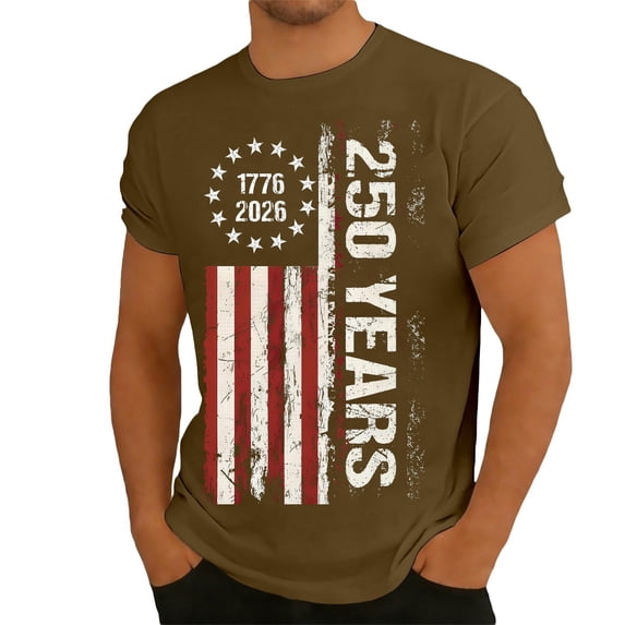 Confree Men T-Shirt Independence Day Anniversary Graphic Short Sleeve ...