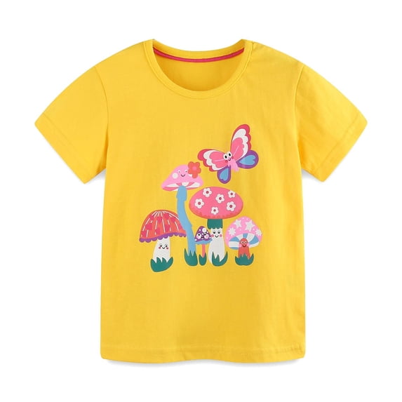 Confree Toddler Girls Shirts Cute Graphic Print Short Sleeved Crew Neck ...