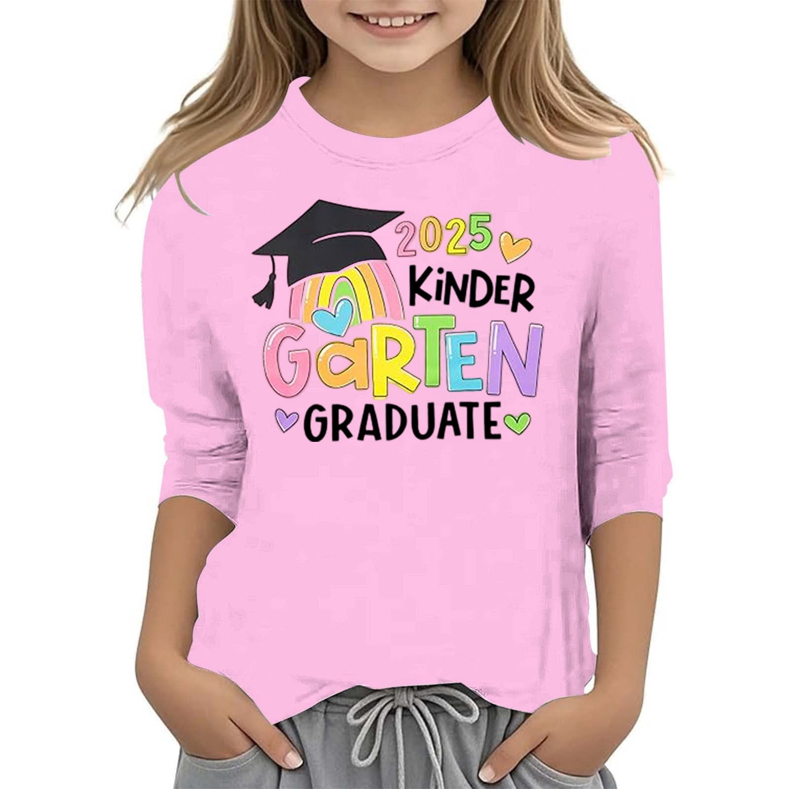 Confree Toddler Girls T-Shirts Letter Pattern Printing 3/4 Sleeve Crew ...