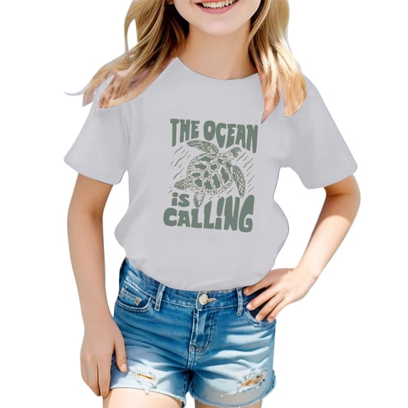 Confree Toddler Girls Tees Letter Pattern Printing Short Sleeved Crew ...