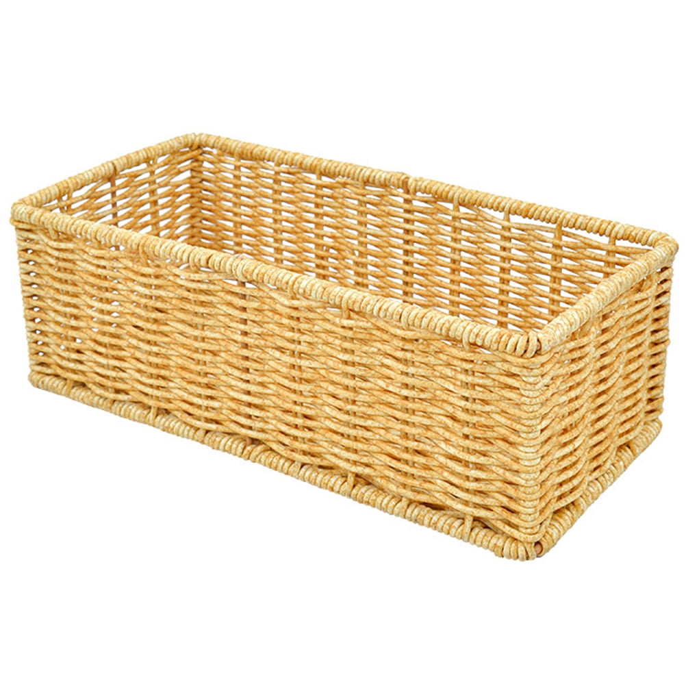 MEIBUTYUP Handcrafted Light Yellow Woven Basket for Kitchen Cutlery and ...