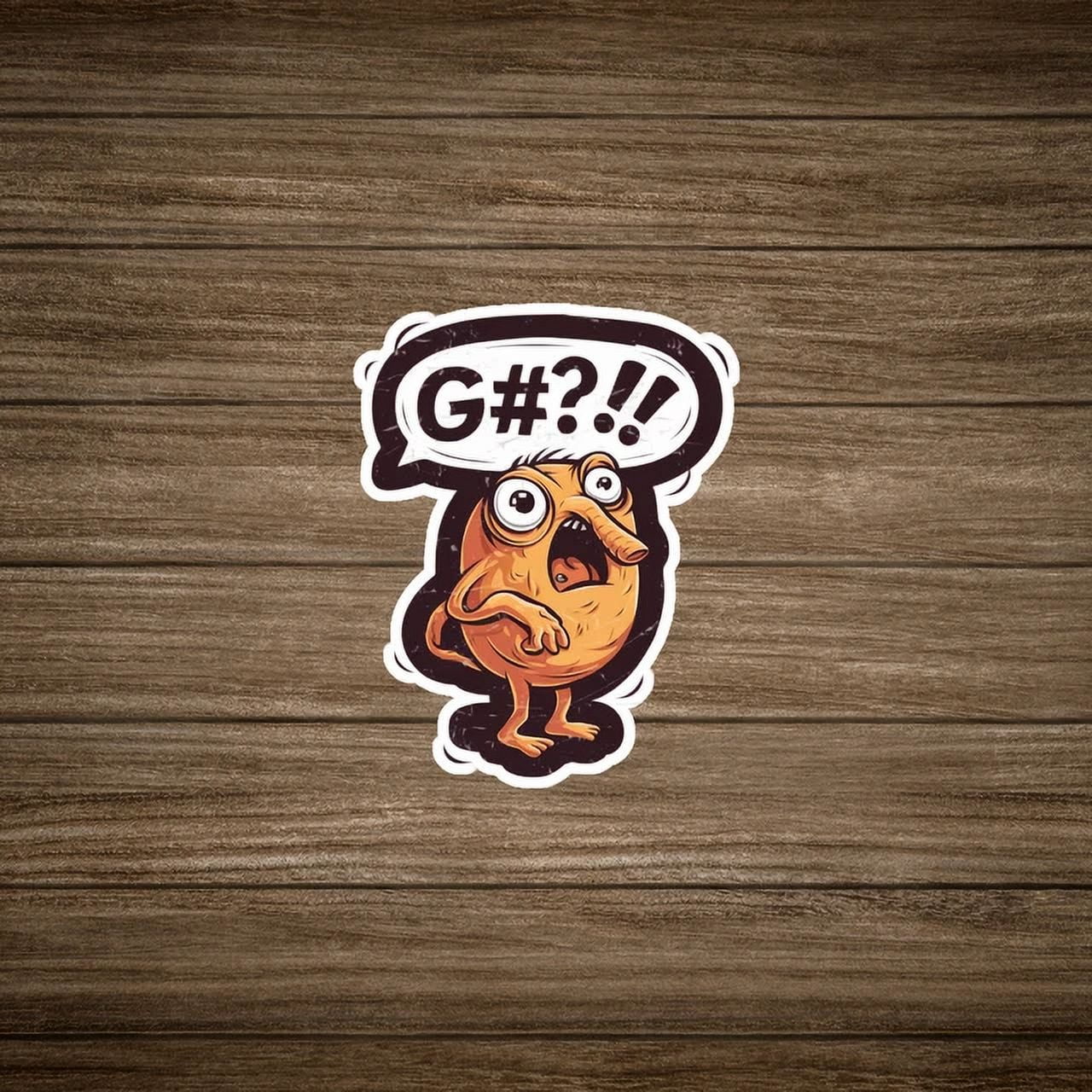Confused Cartoon Monster Saying Phone Decal Water Bottle Stickers ...