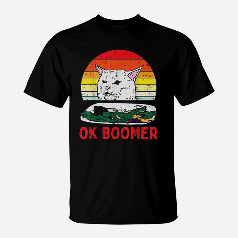 Confused Cat Dinner Table Ok Boomer Meme Lover Gif TShirt - Walmart.com