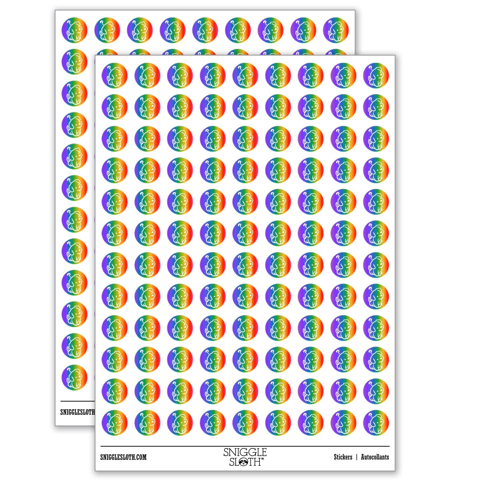 Confused Puppy Head Tilt Dog Question Mark 200+ Round Stickers - Gloss ...