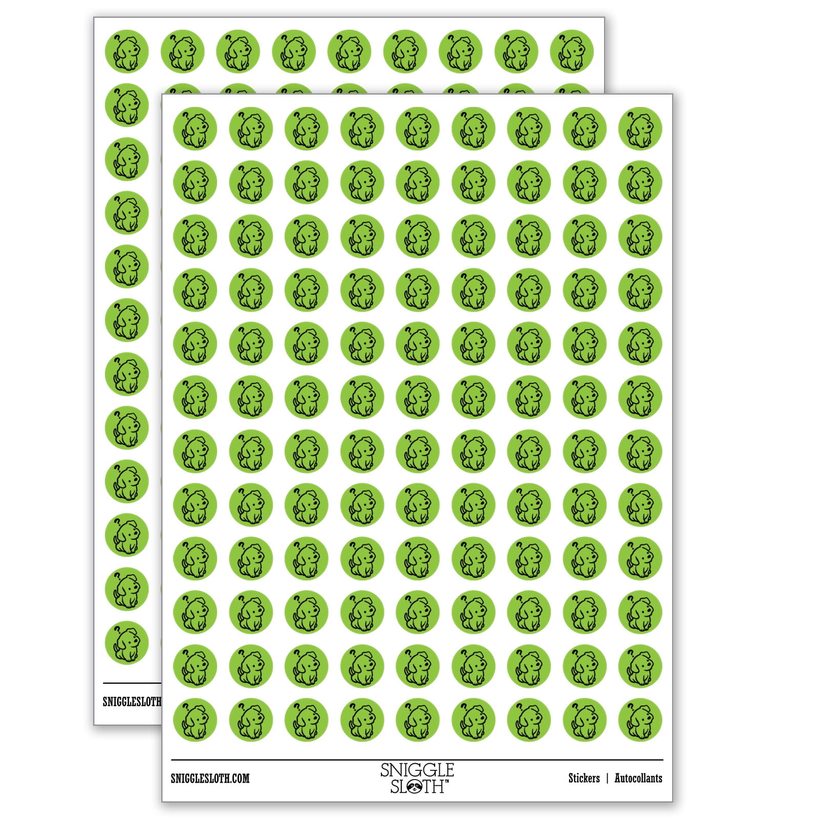 Confused Puppy Head Tilt Dog Question Mark 200+ Round Stickers - Matte ...