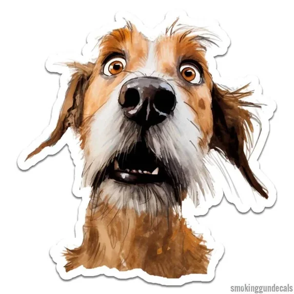 Confused Scared Dog Sticker Indoor Outdoor Phone Decal Water Bottle ...
