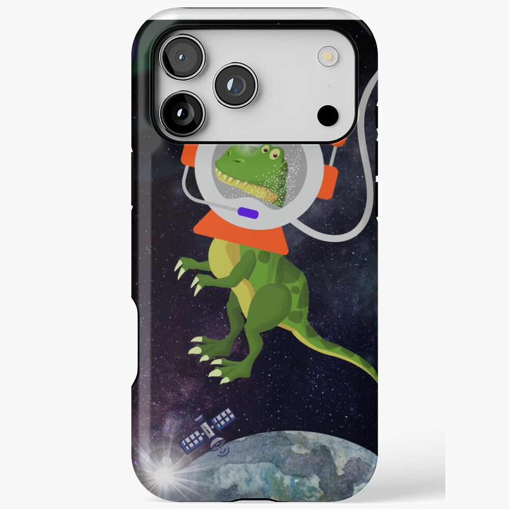 Confused T-Rex Astronaut Dinosaur Phone Case for iPhone 11 through 17 ...