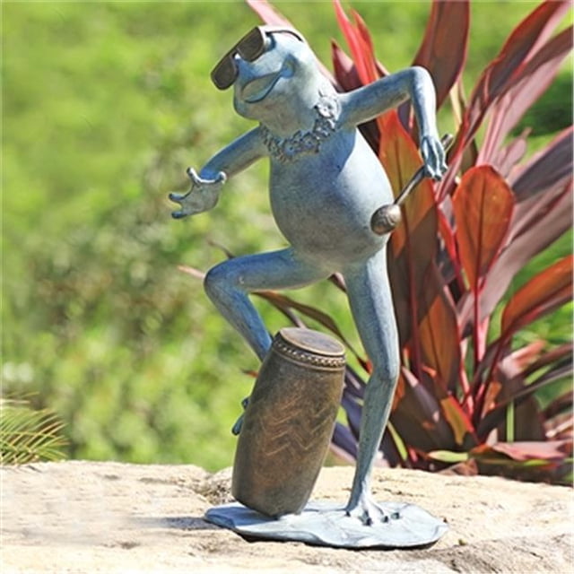 Conga Drummer Frog Verdigris Green Metal Garden Sculpture - Walmart.com
