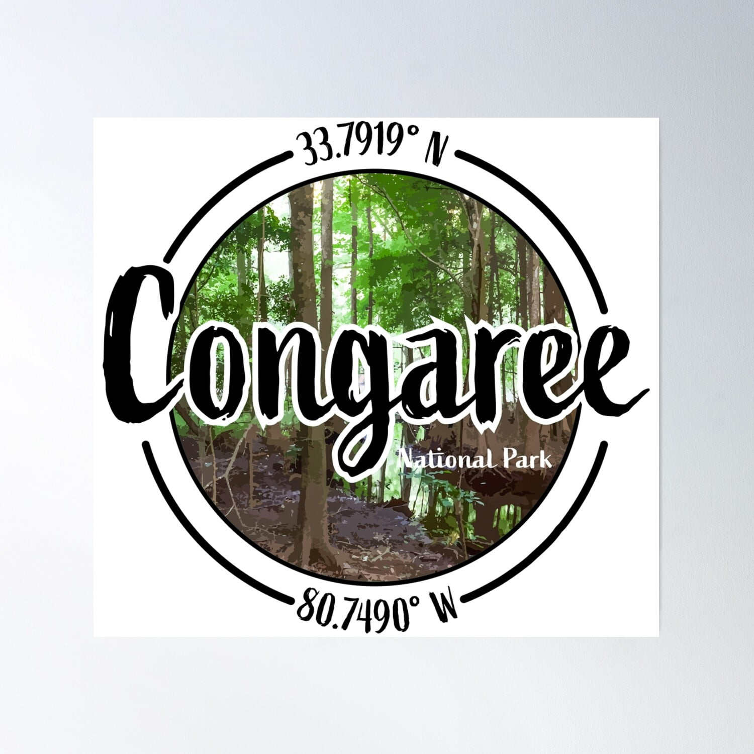 Congaree Design With Latitude And Longitude Poster Wall Art, Modern ...