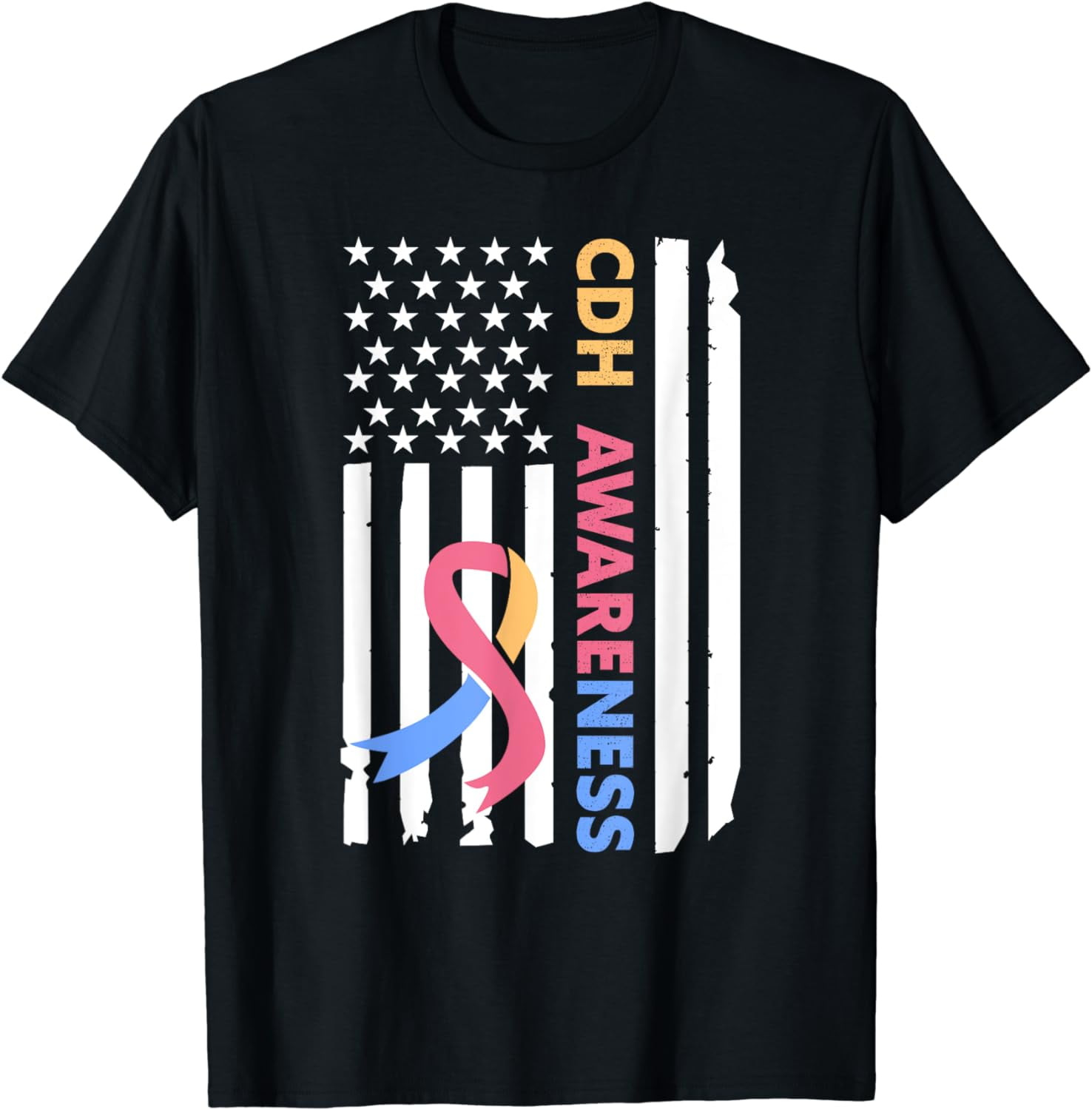 Congenital Diaphragmatic Hernia CDH Awareness USA flag T-Shirt - Walmart.com