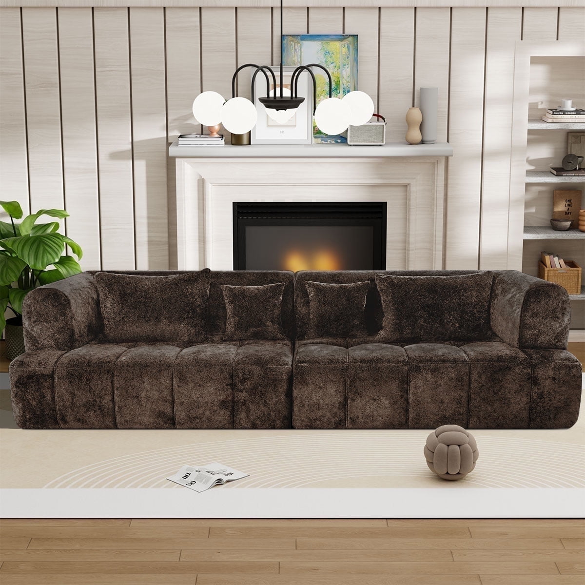Congermom 103" Sectional Sofa Couch No Assembly Required,4 Seater Modular Sofa with Stuffed ...