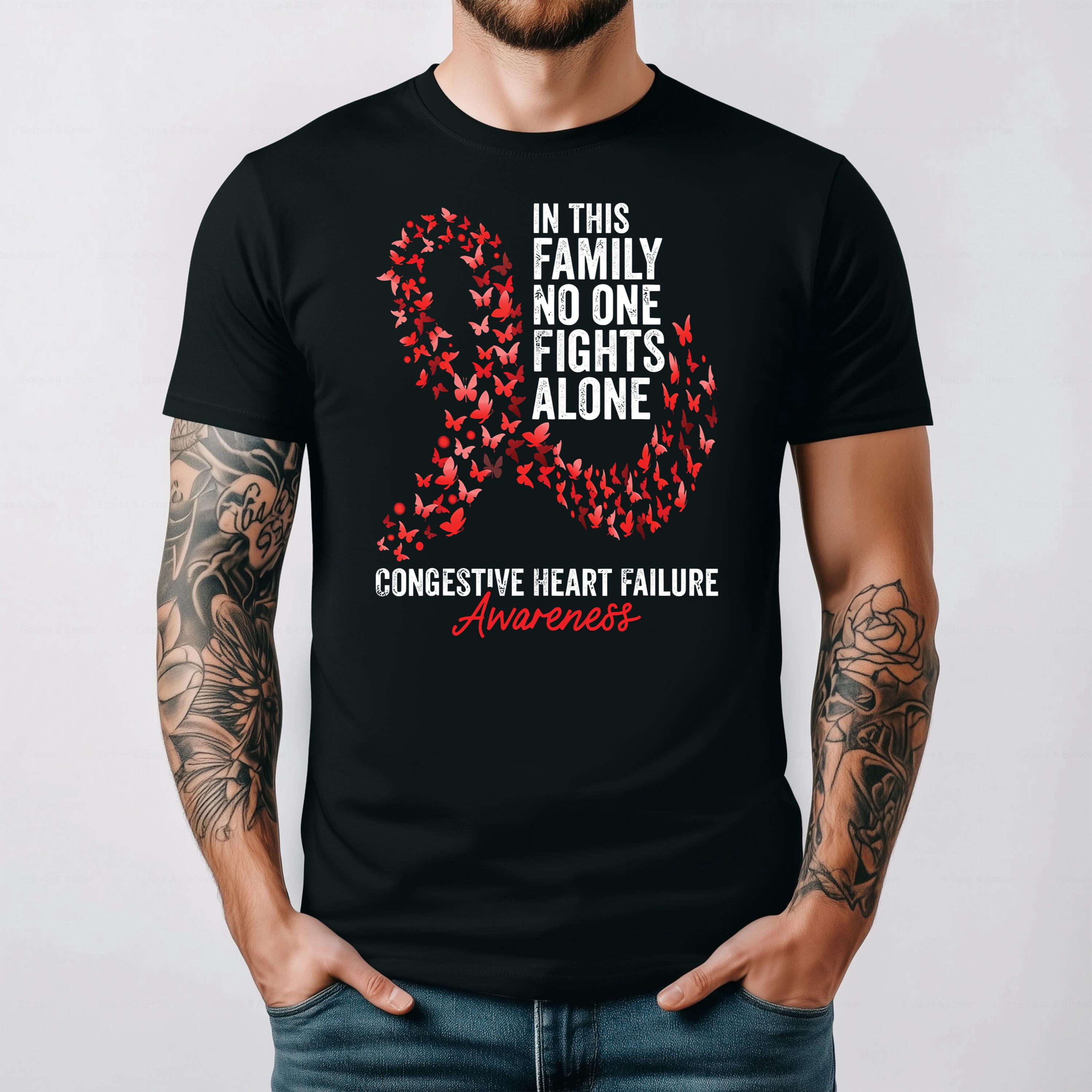 Congestive Heart Failure Awareness Month Red Ribbon Support T Shirt ...