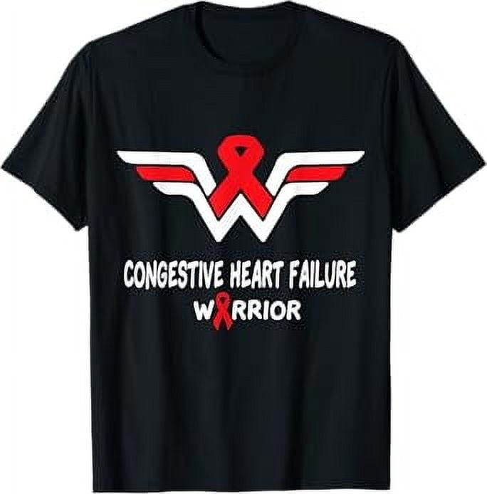 Congestive Heart Failure Awareness Warrior Red Ribbon Gifts T-Shirt ...