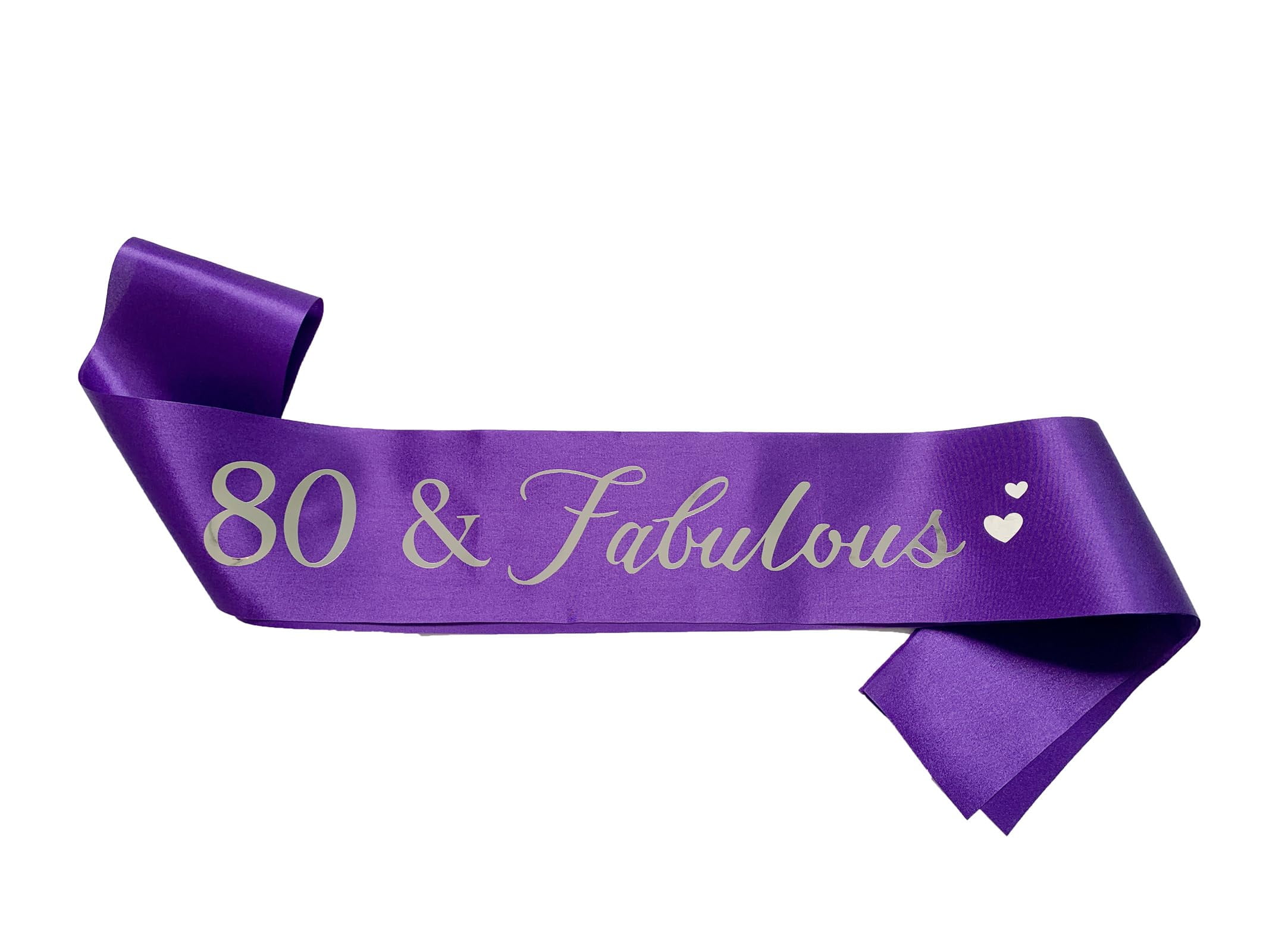 Conggluuo 80th Birthday Sash, 80 Fabulous' Birthday Sash for Women Purple Sash with Silver Foil ...
