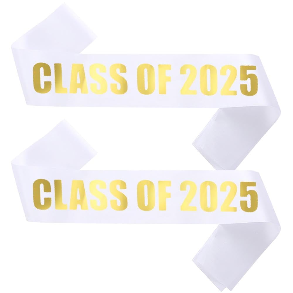 Conggluuo Class ofEGSC 2025 Sash, 2PCS White Sash with Gold Foil ...