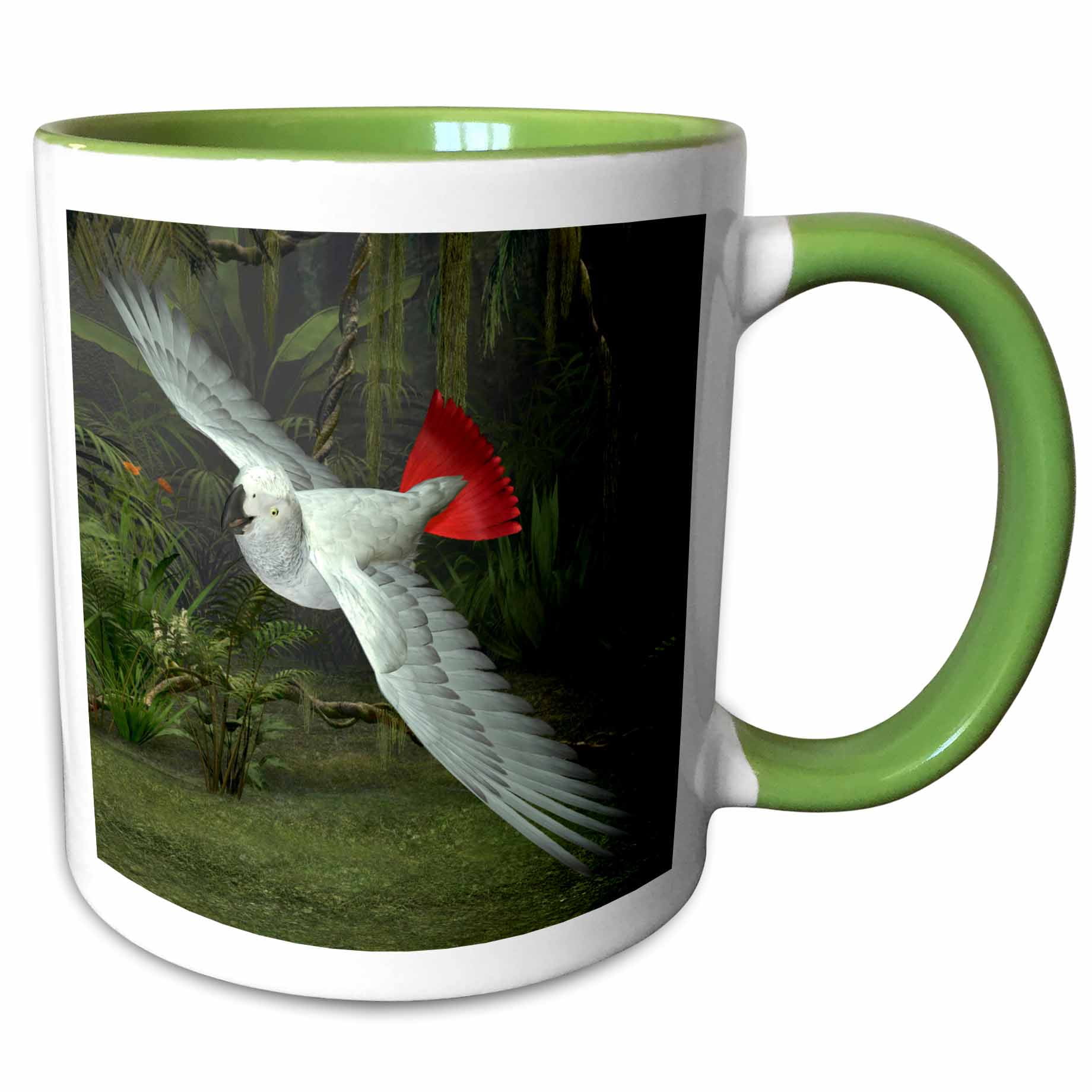 3drose, Congo African Grey Parrot, 11oz Two-tone Green Mug - Walmart.com