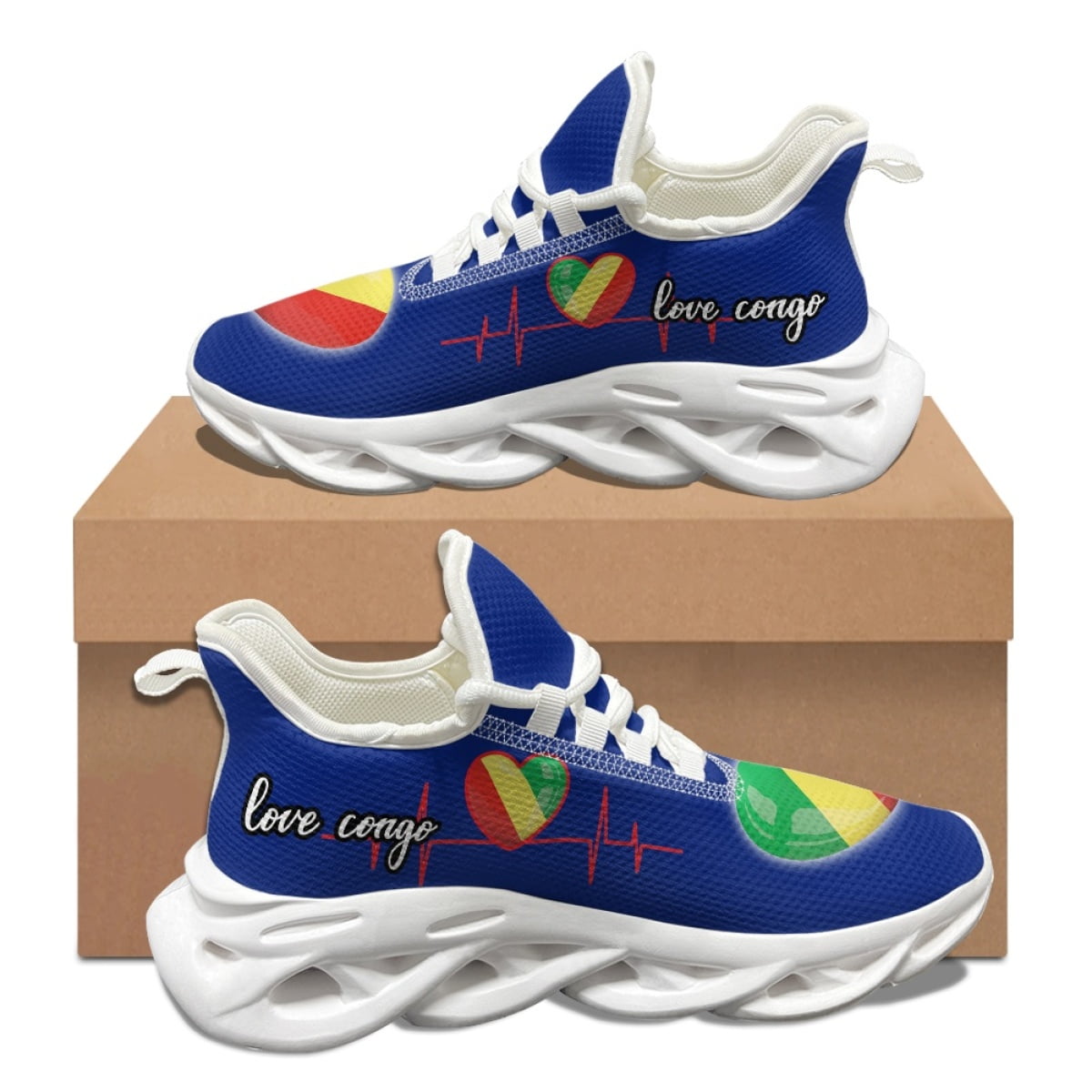 Congo Countries Flag Colors Hearts Pattern Wear-Resistant Lightweight ...
