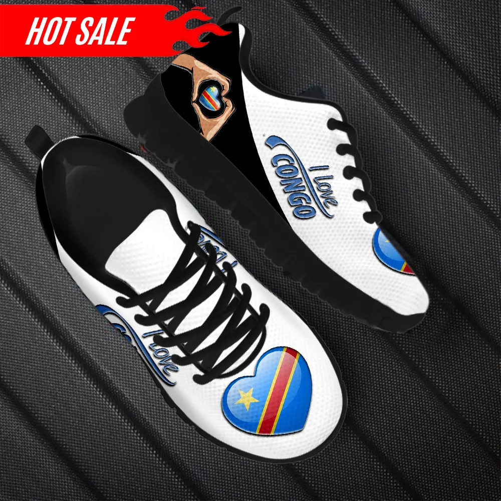 Congo Flag Love Design Non-Slip Flat Shoes Light Women Tennis Shoes ...