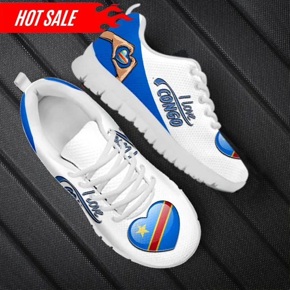 Congo Flag Love Design Non-Slip Flat Shoes Light Women Tennis Shoes ...