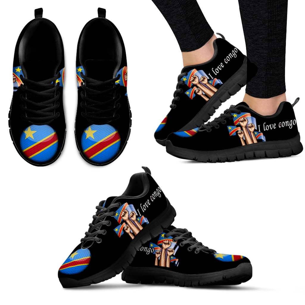 Congo Flag Print Spring Summer Comfort Flats Shoes Women Sneakers Blue ...