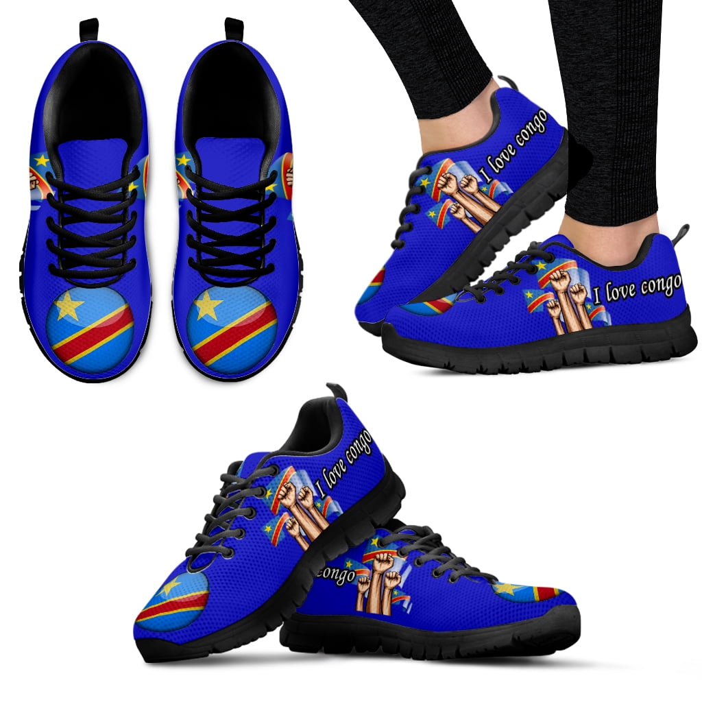 Congo Flag Print Spring Summer Comfort Flats Shoes Women Sneakers Blue ...