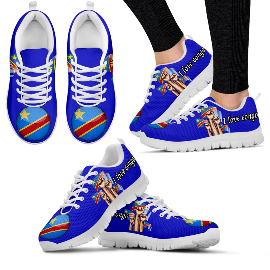Congo Flag Print Spring Summer Comfort Flats Shoes Women Sneakers Blue ...