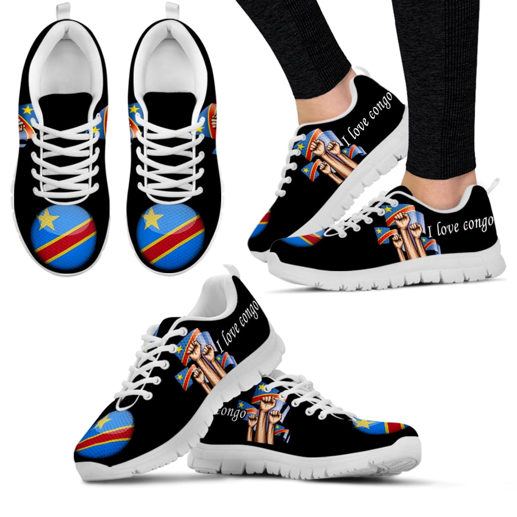 Congo Flag Print Spring Summer Comfort Flats Shoes Women Sneakers Blue ...