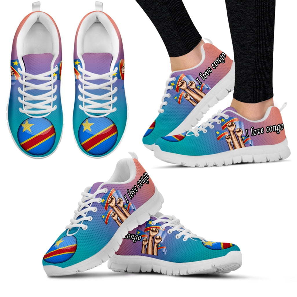 Congo Flag Print Spring Summer Comfort Flats Shoes Women Sneakers Blue ...